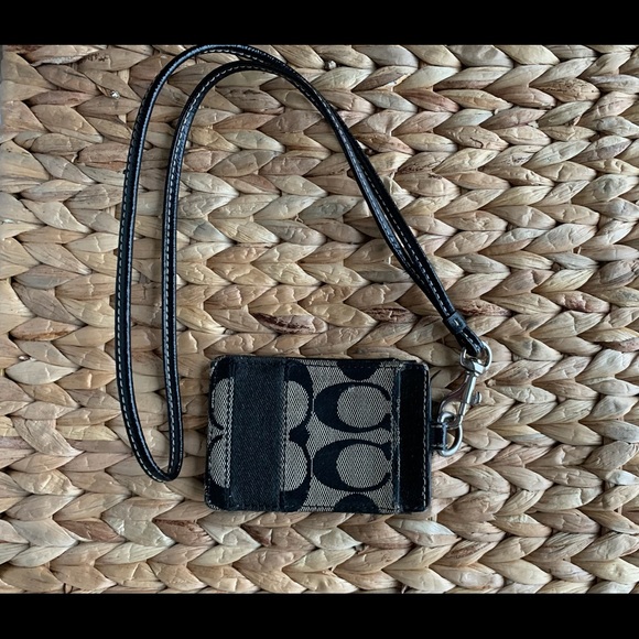 Coach | Accessories | Coach Black Signature Id Card Holderlanyard ...